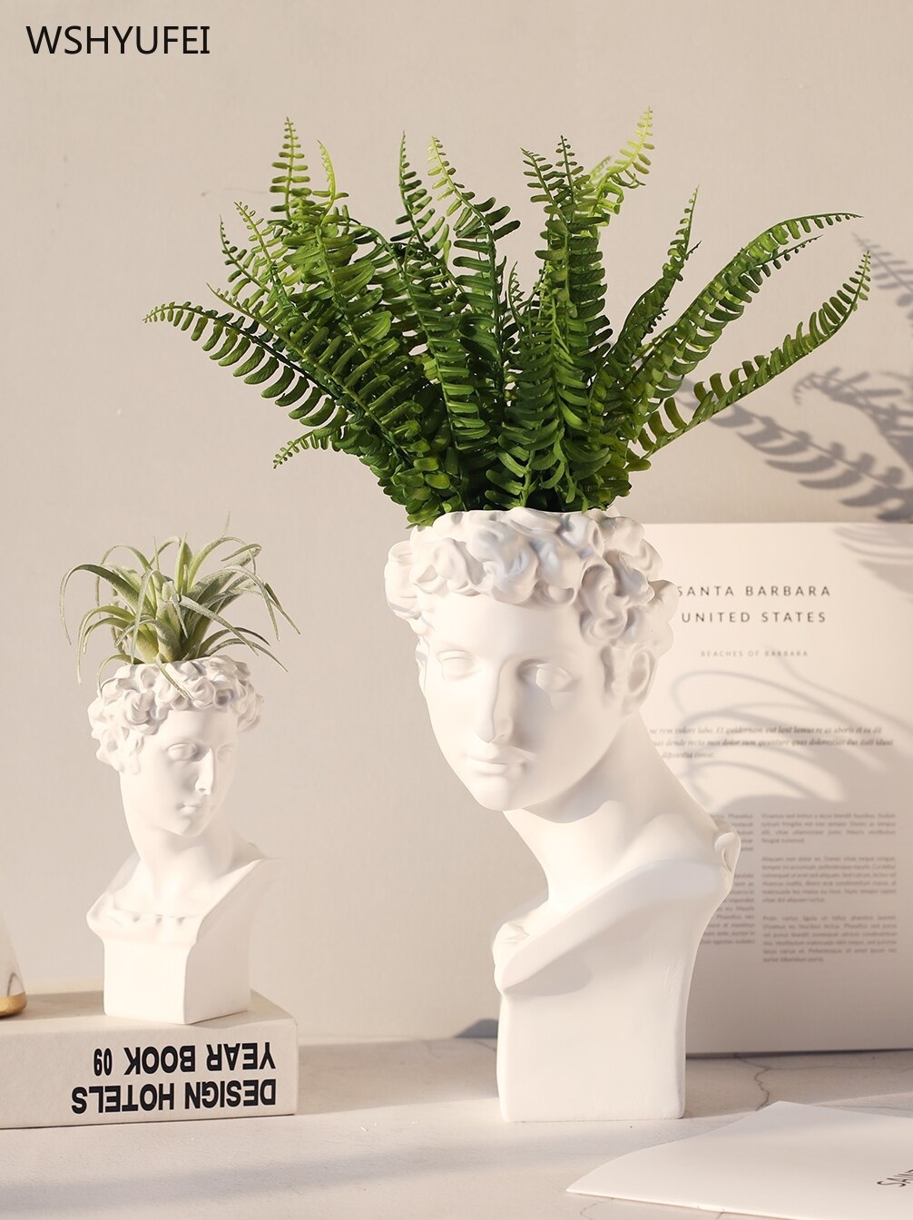 Ancient Greek White Resin Flowerpot Portrait Decor... – Grandado