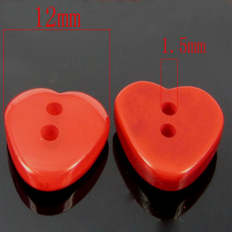 50pcs 1/2" Red Heart Buttons Clear resin buttons f... – Vicedeal