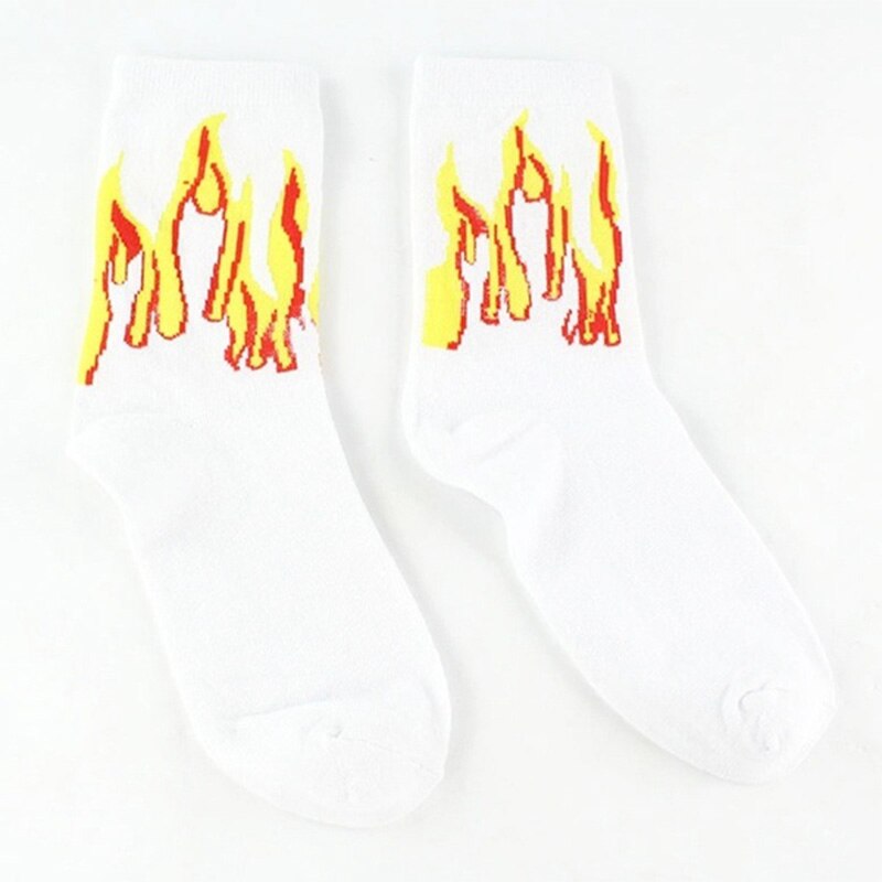 unisex street style with fire socks fun flame patt... – Grandado