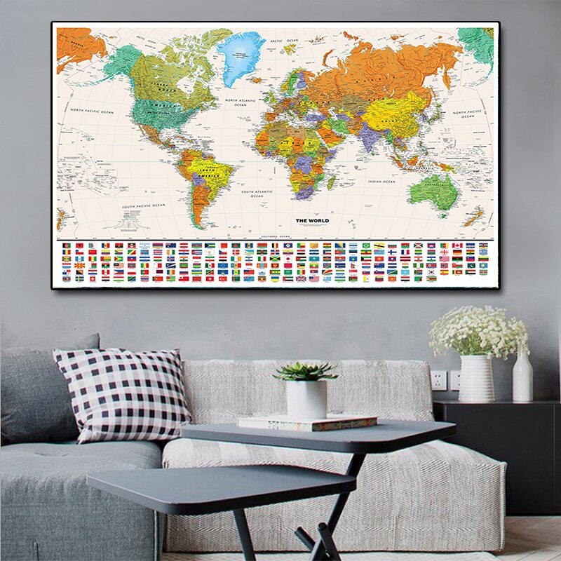 The World Map With National Flags 150x100cm Non-wo... – Vicedeal