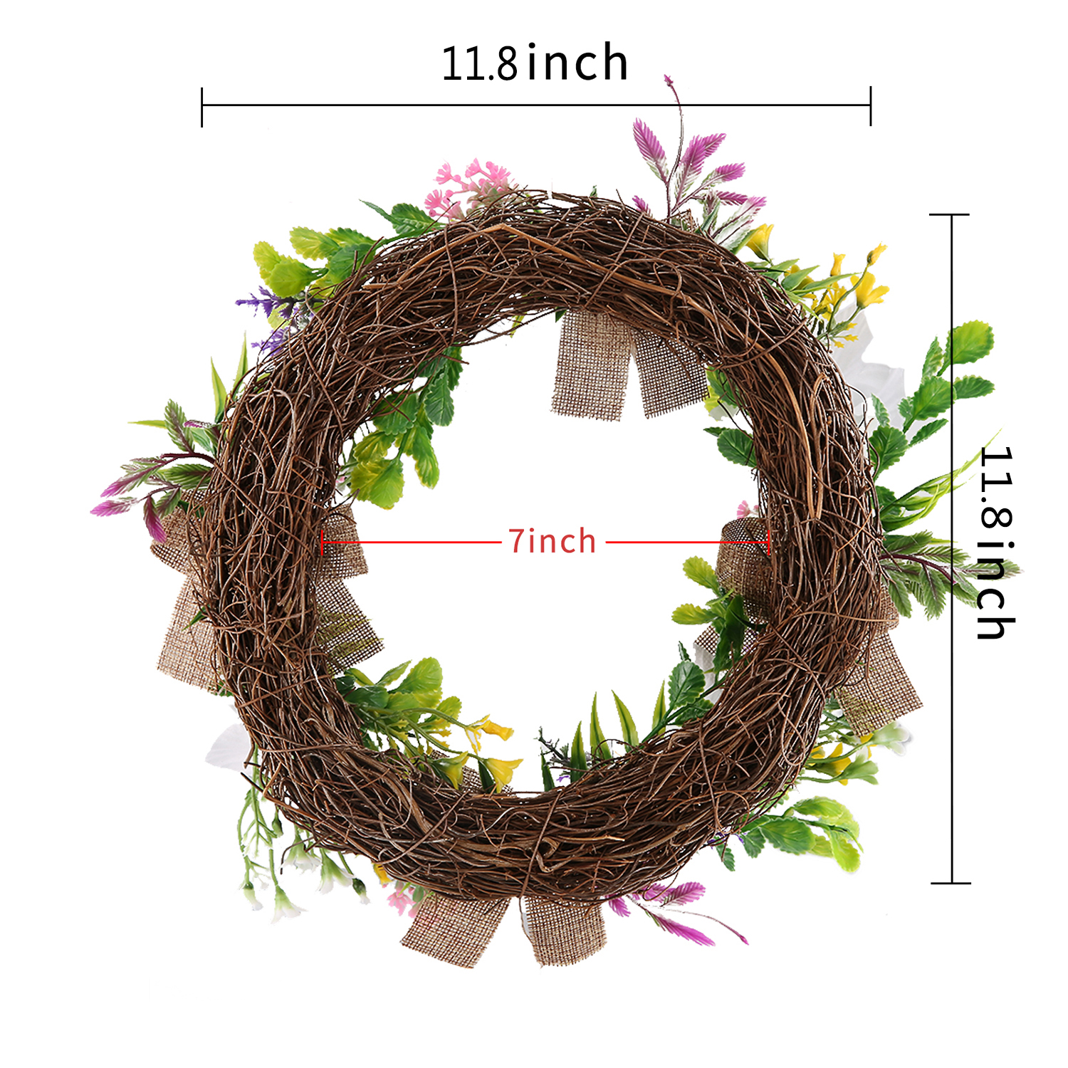 30cm Artificial Easter Wreath Rattan Frame With Co... – Grandado