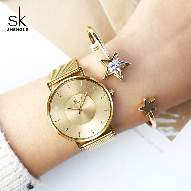 Shengke Gold Bracelet Watches Set Women Luxury Qua Grandado