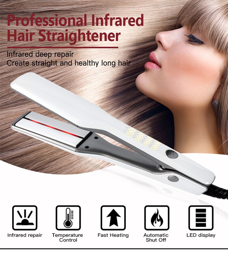 Flat Iron for Hair, Ceramic Tourmaline Wide Infrar... – Grandado
