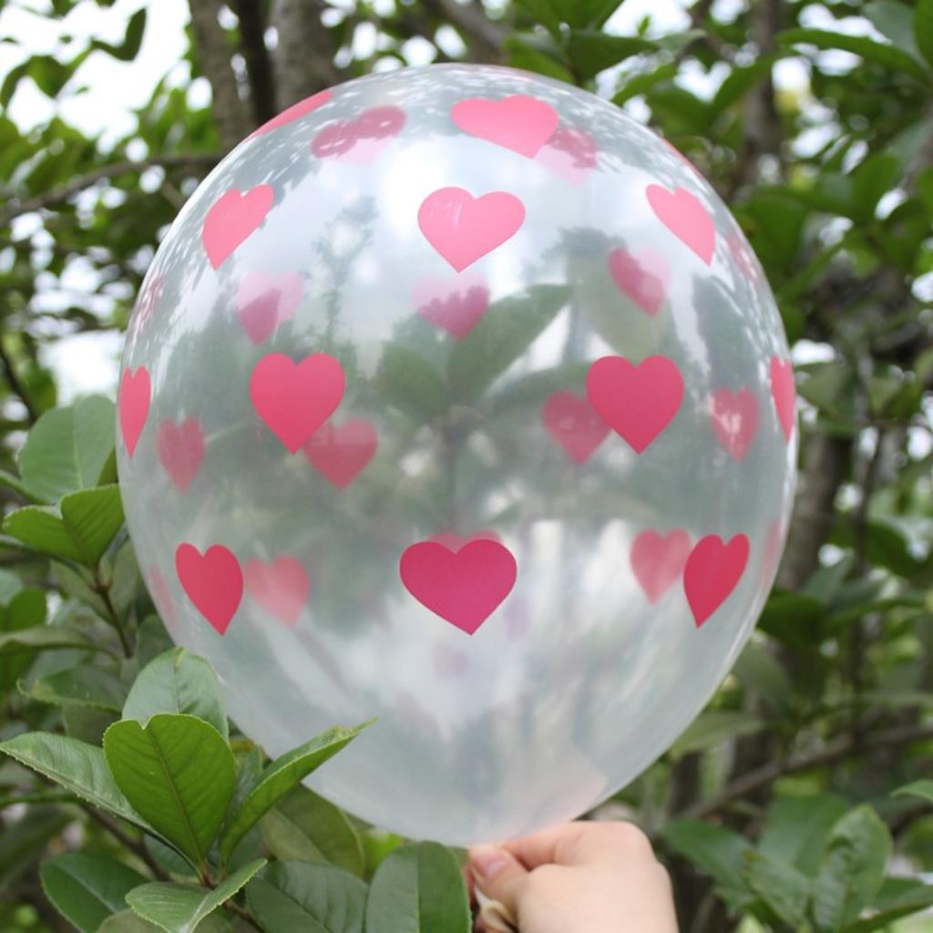 12 PCs Heart Printed Transparent Big Balloon With ... – Grandado