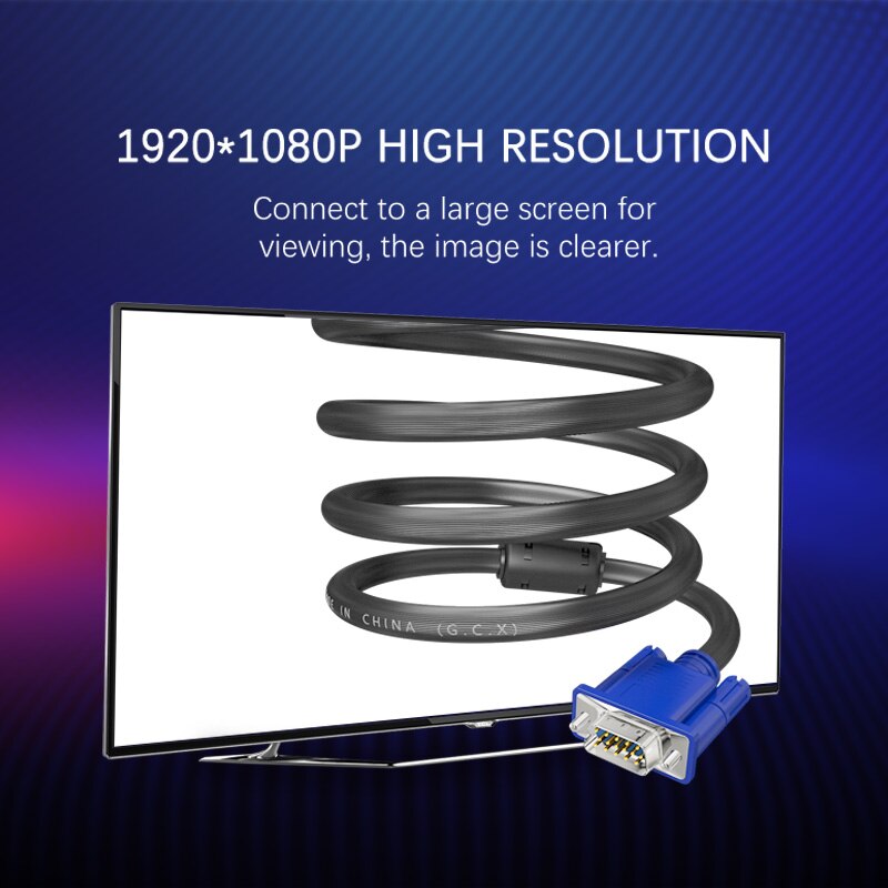 GCX VGA Cable Male to Male 15Pin Full HD 1920*1080... – Grandado