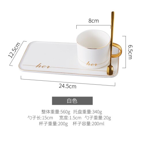 European Simple ceramic coffee cup saucer set with... – Vicedeal