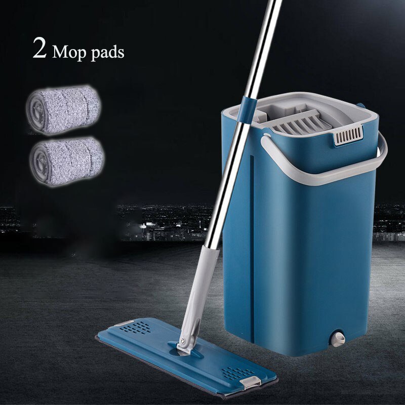 Magisk flad klemmoppe med spand spin gulvrengøring... – Vicedeal