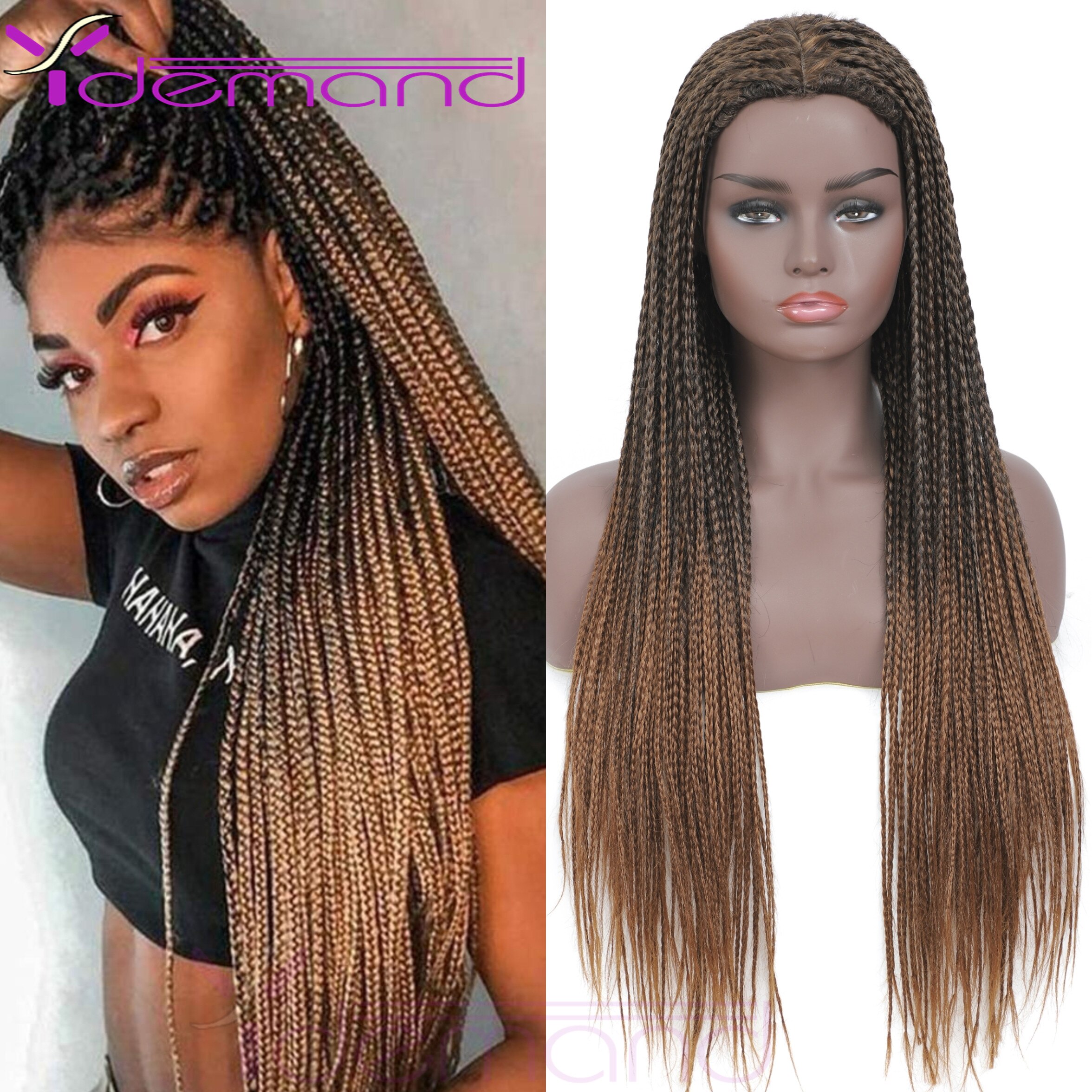 Y Demand Black Ombre-Brown Braided Wigs For Black ... – Grandado