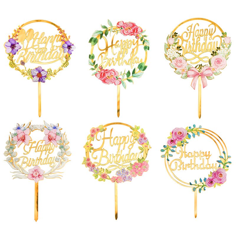 Flores de acrílico Topper para tarta de feliz cump... – Grandado
