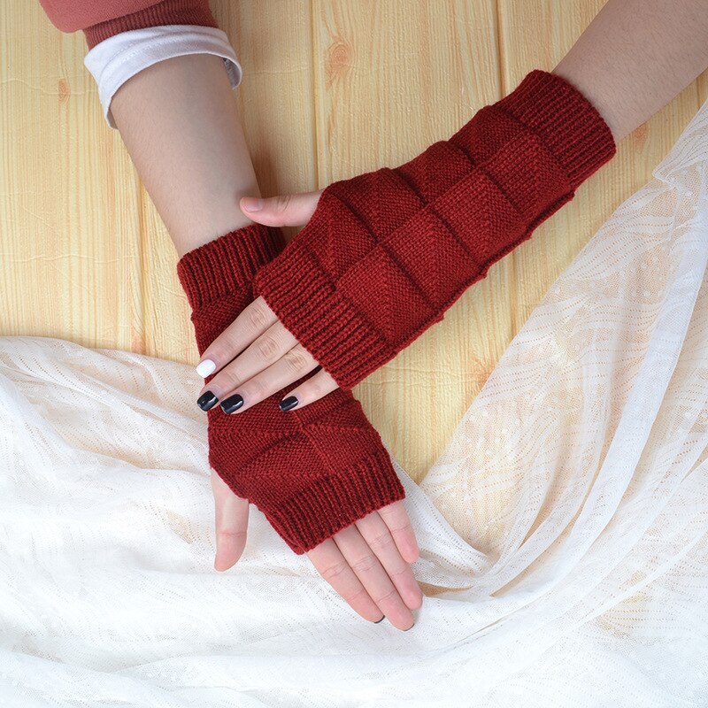 Winter Wool Half Finger Gloves Women Arm Warmer Kn... – Vicedeal