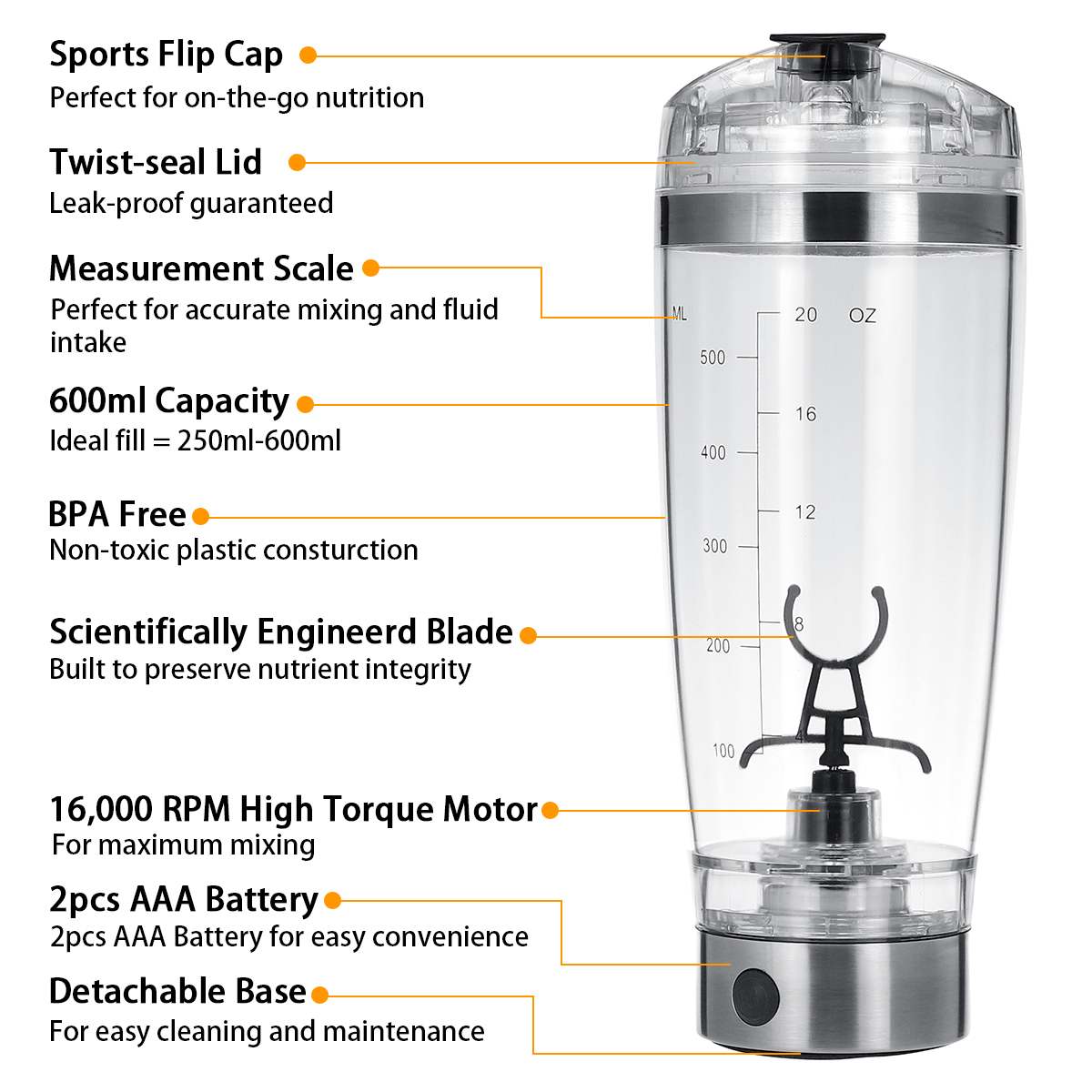 450/600Ml Elektrische Mixer Shaker Fles Automatisc... – Vicedeal