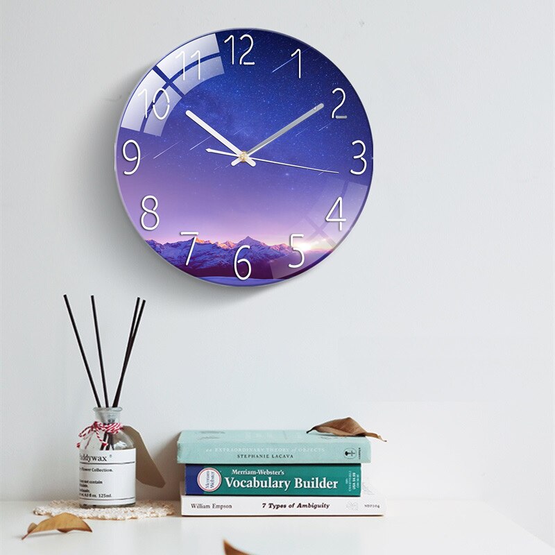 30cm Purple Romantic Wall Clock Bedroom Decor Glas... – Vicedeal