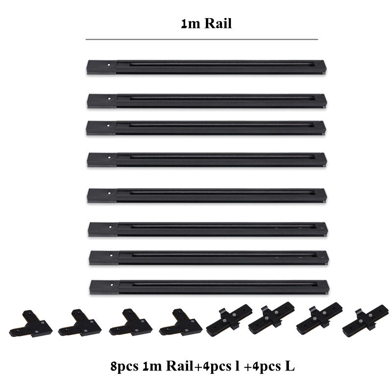 LED track light rail 0.5M 1M black white aluminum ... – Grandado