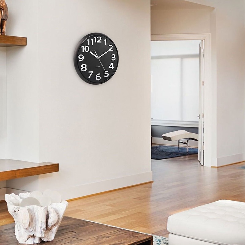 Wall Clock 13 Inch With Large 3D Numbers, Silent N... – Grandado