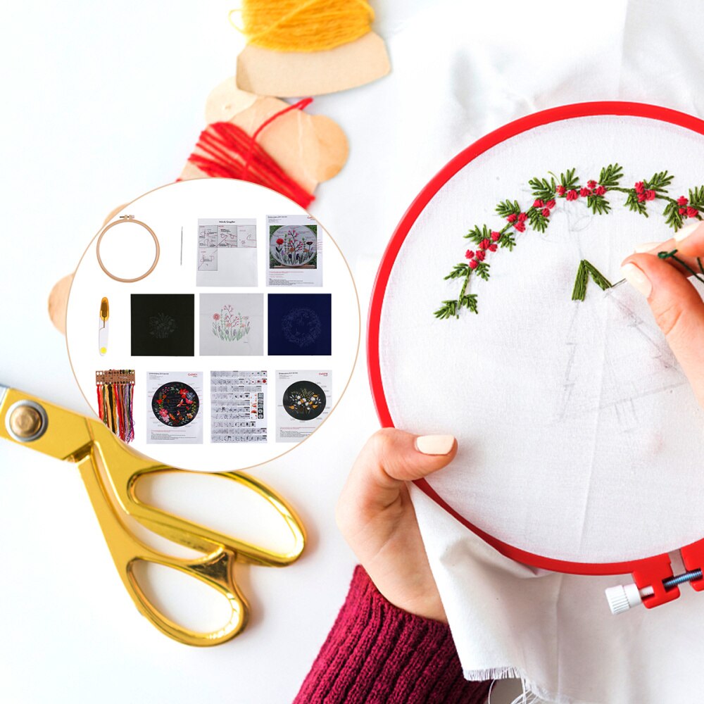 Flower Pattern Embroidery Material Set DIY Craft E... – Grandado