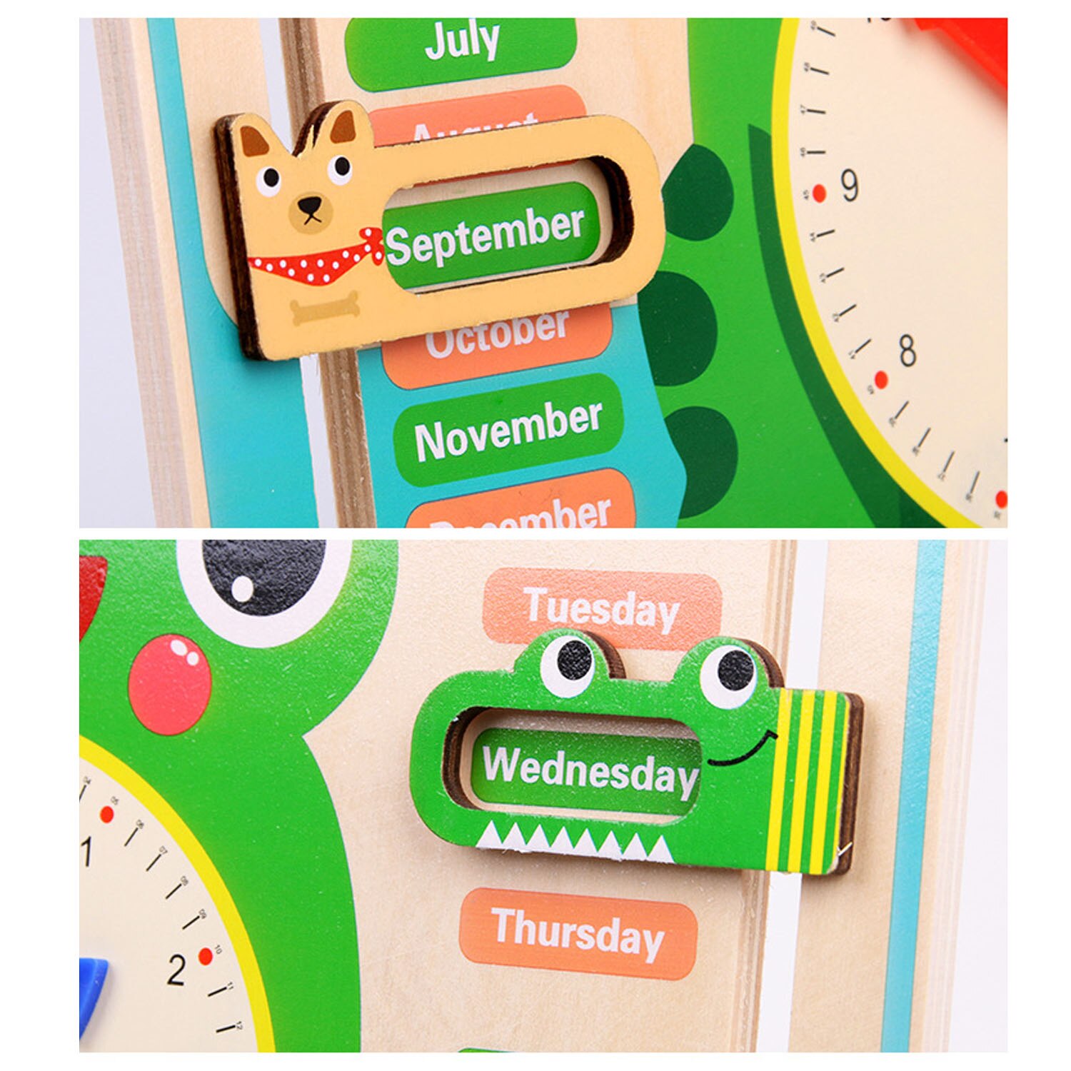 Kids Educational Frog Clock Wooden Toy Time Number... – Grandado