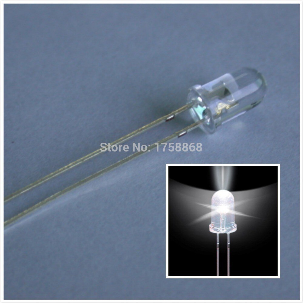 100 kpl 10mm valkoista led-lamppua f10 6000k-7000... – Grandado