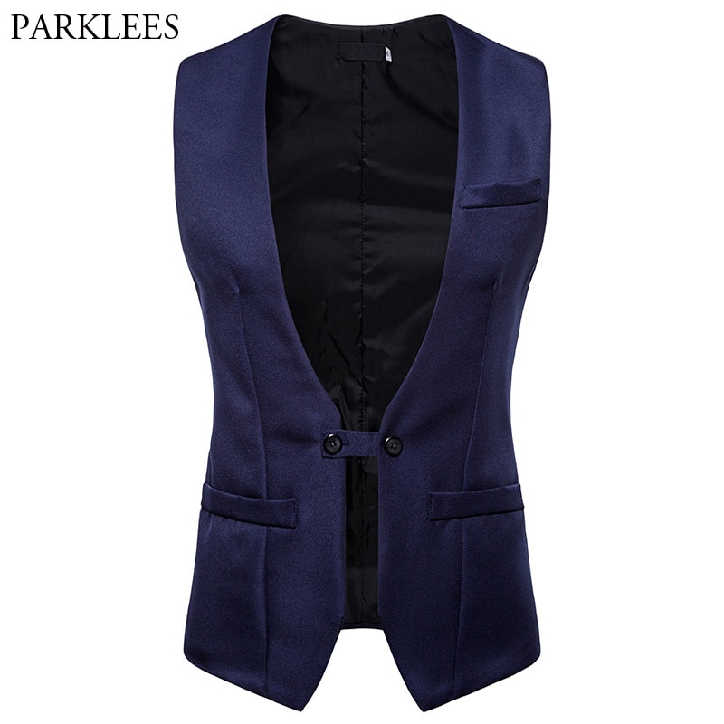 Mens Slim Fit Double Breasted Suit Vest Autumn Sle... – Vicedeal