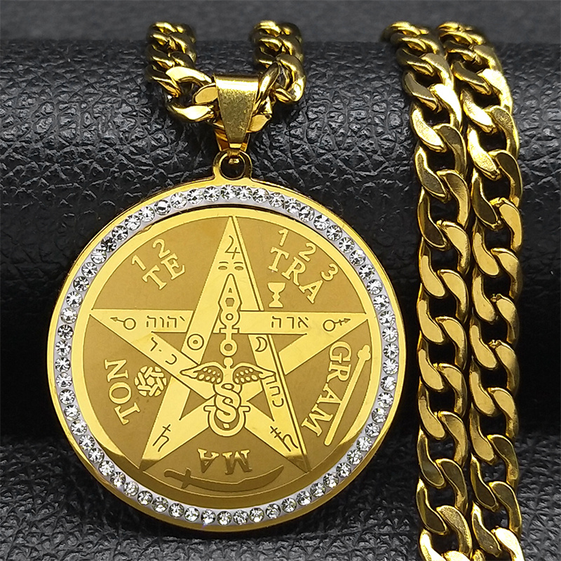 Tetragrammaton Hebrew Jewish Pentagram Necklace fo... – Grandado