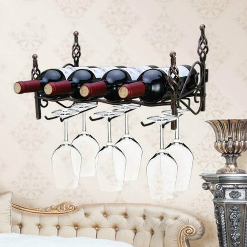 European wrought iron wine glass wine rack home li... – Grandado