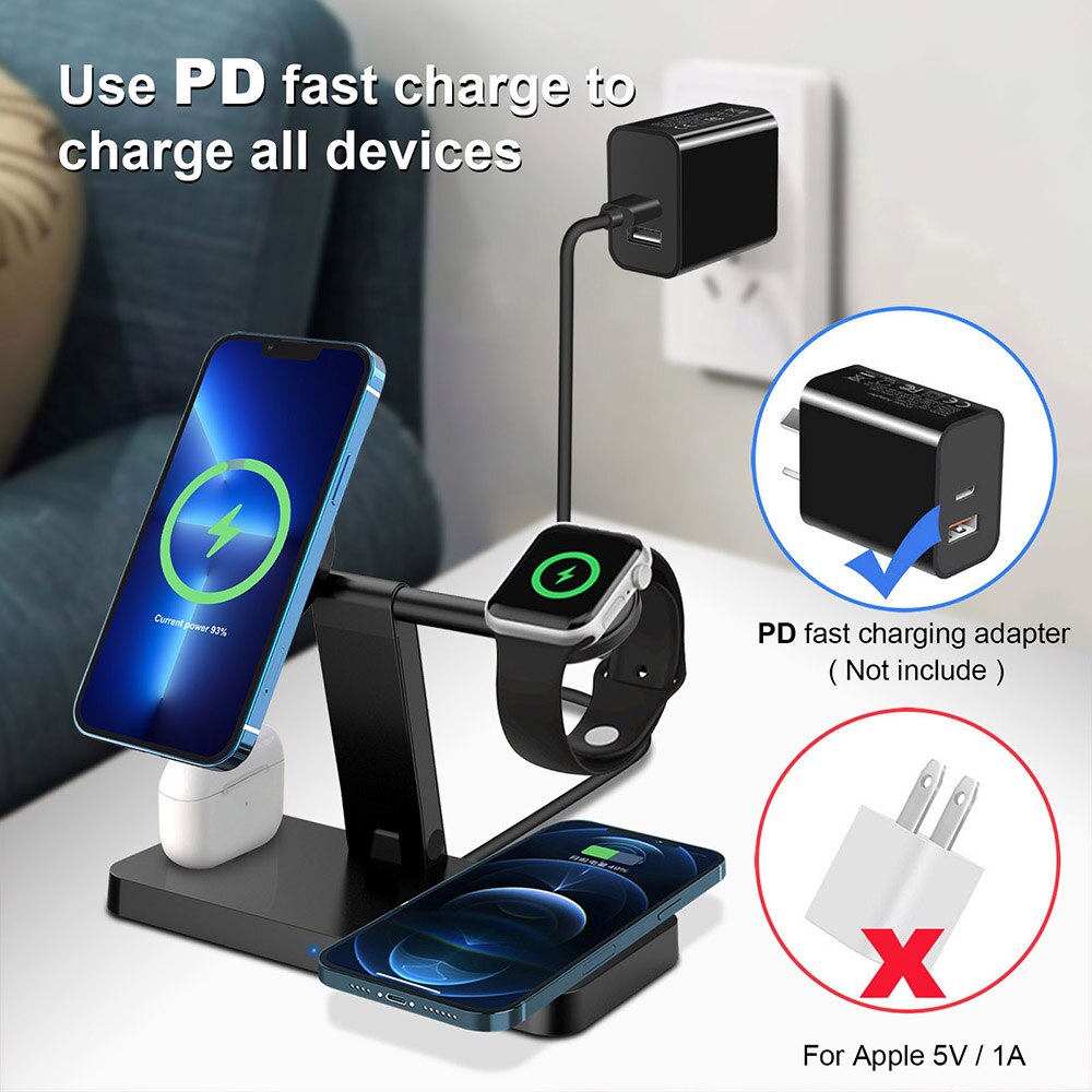 15W Magnetic 4 In 1 Qi Wireless Charger Dock For I... – Grandado