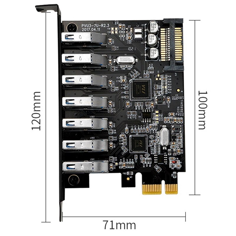 7 Port USB Expansion Card 7 Port USB3.0 Adapter Ca... – Grandado