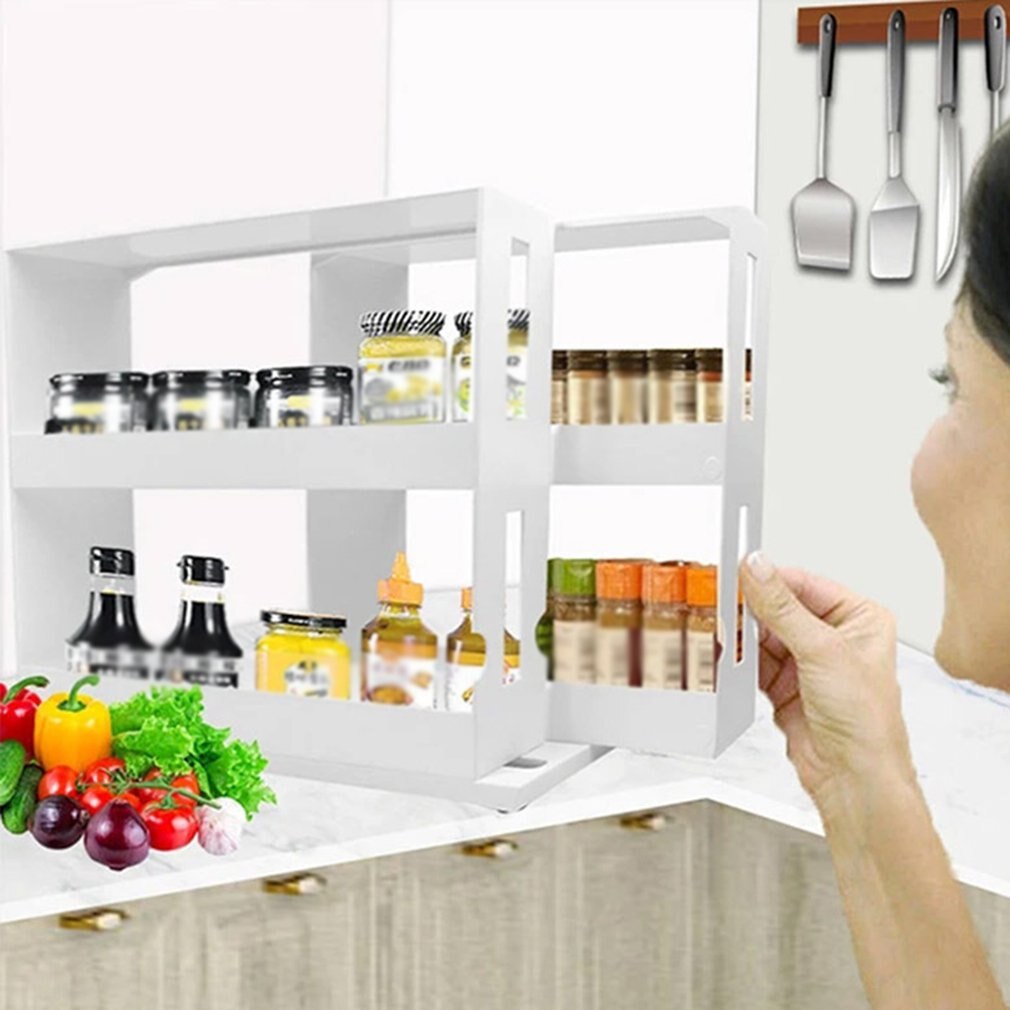 Delicate Spice Rack Double Storage Food Rack Rotat... – Grandado