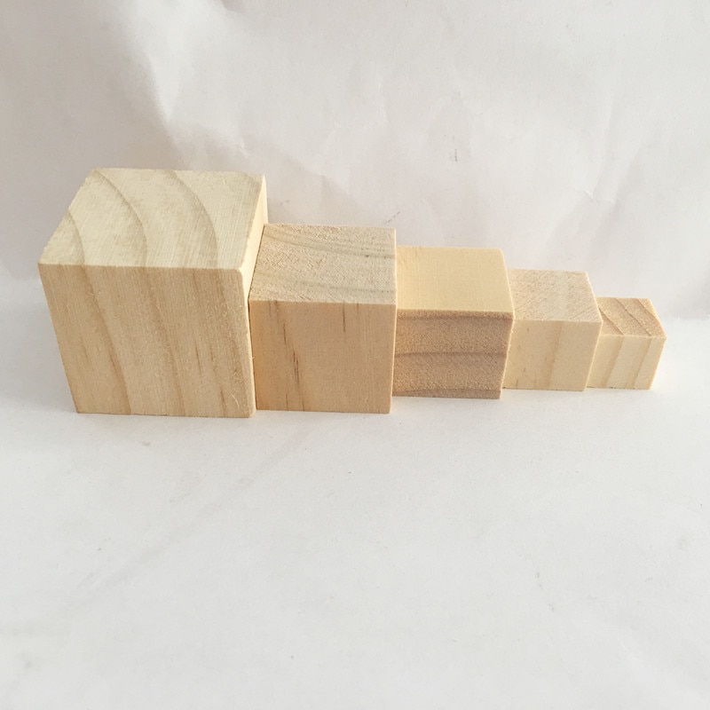 10-40MM 50 Pcs Wooden Square Blocks Mixed Cubes Em... – Grandado
