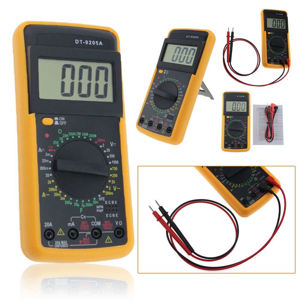 DT-9205A Digital Multimeter LCD AC/DC Volt Amp Resistance Capacitance ...
