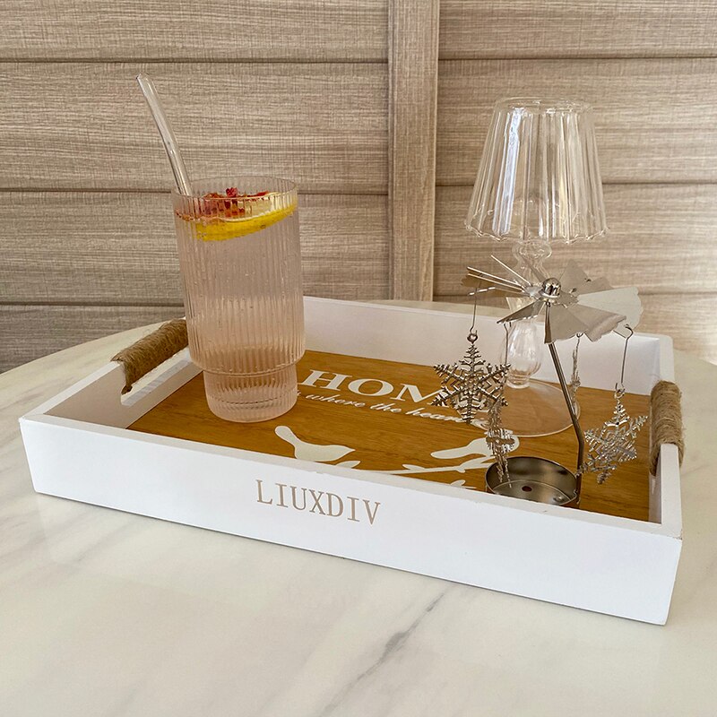 Plateau de service en bois blanc moderne, pour Tab... – Grandado