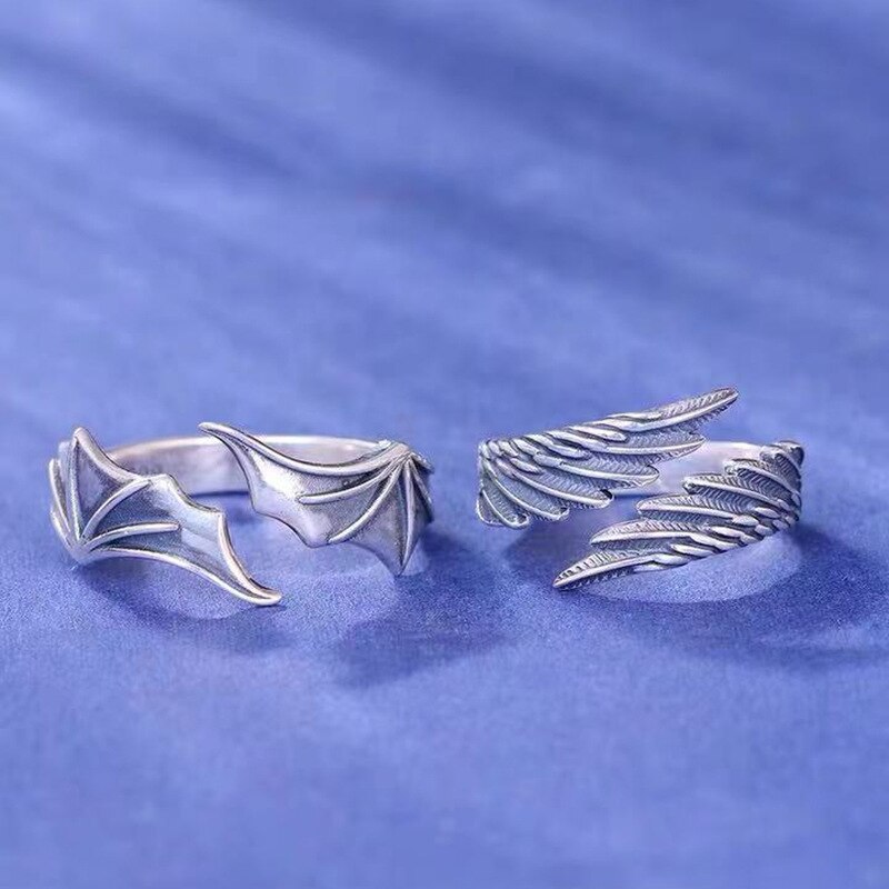 Retro Angel Demon Wing Couple Rings for Women Men ... – Grandado