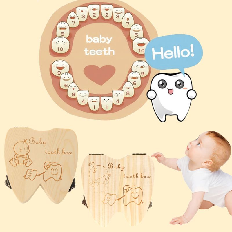 Baby Tooth Box Wooden Milk Teeth Organizer Storage... – Vicedeal