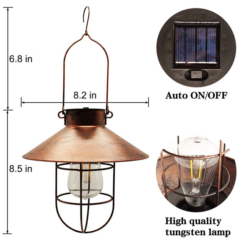 Retro Solar Lantern Outdoor Hanging Solar Light Vi... – Grandado