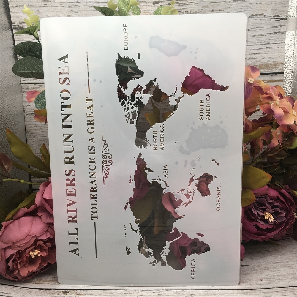 A4 29cm Rivers Sea World Map DIY Layering Stencils... – Grandado