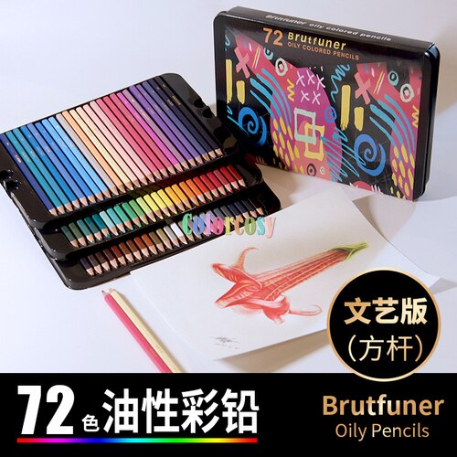 Brutfuner Square Barrel Oil Colored Pencils, Tin B... – Vicedeal