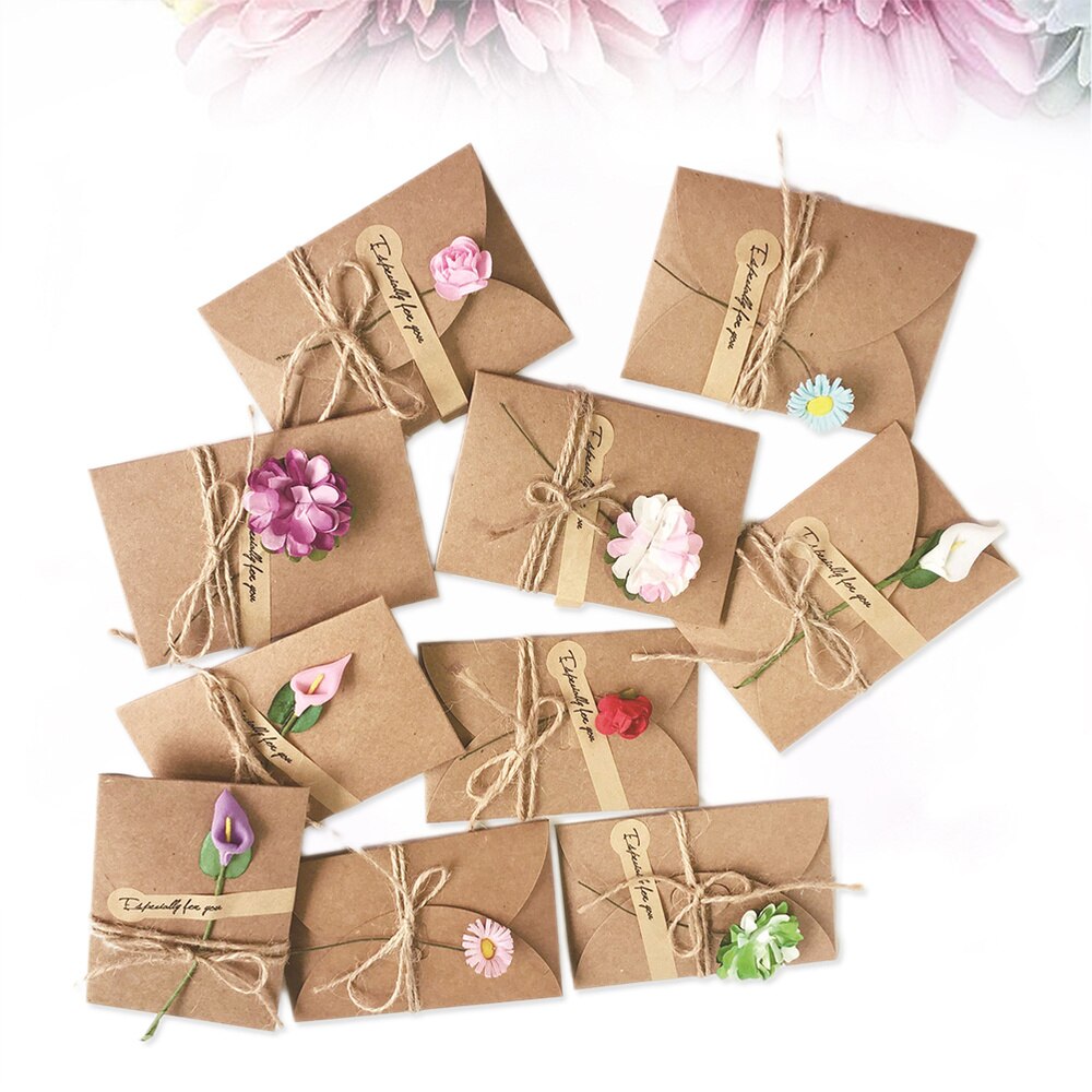 10PCS Vintage Kraft Paper Greeting Card Dried Flow... – Grandado