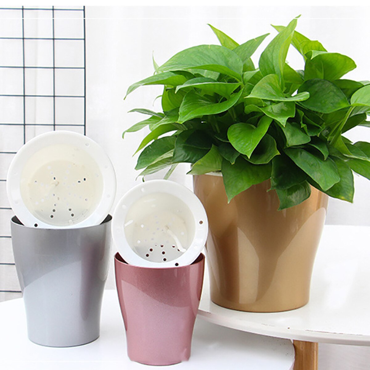 Rose gold Pot Flower pot Lazy flower pot Removable... – Grandado