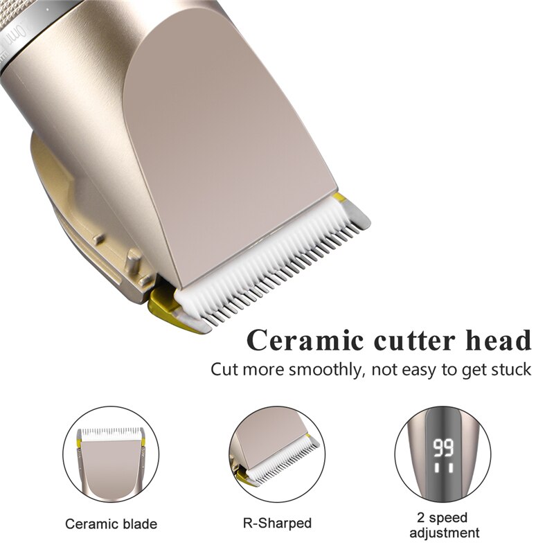 Ckeyin LCD Hair Clipper Trimmer Ceramic Blade Men'... – Grandado