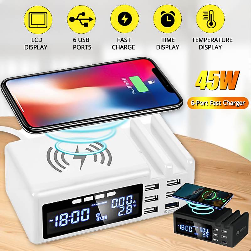 Electric LED Alarm Clock Fast Charger USB Charging... – Grandado