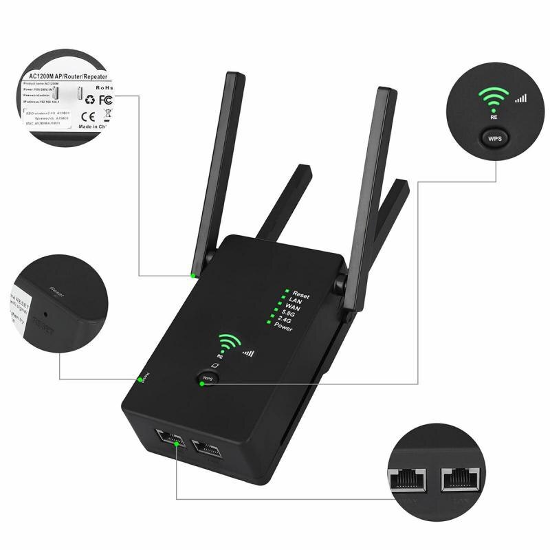 Wireless WiFi Repeater 2.4G/5G Router Network Expa... – Grandado
