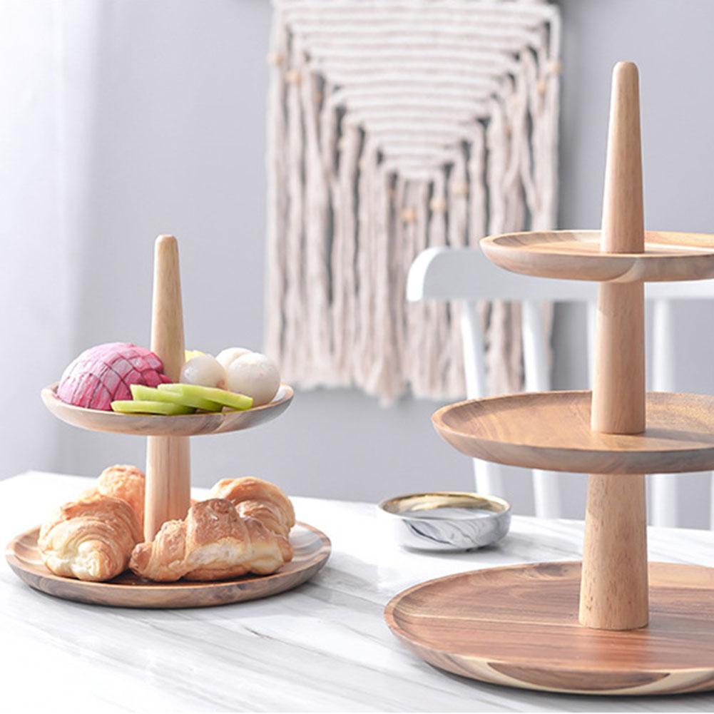 Wooden 3-Tier Organizer Stand Fruit Plate Cake Sto... – Grandado