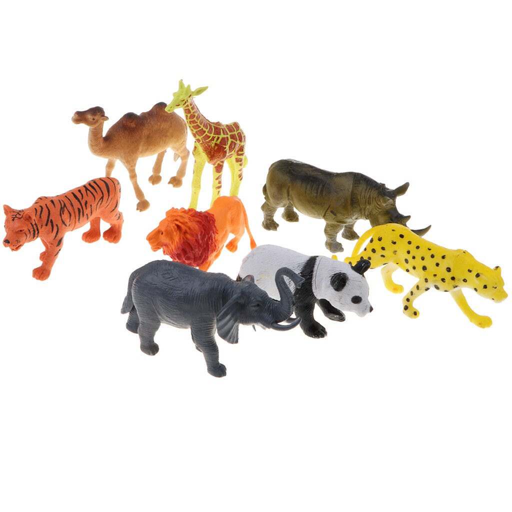 LOT 8 Plastic Zoo Animal Giraffe Panda Camel Model... – Grandado
