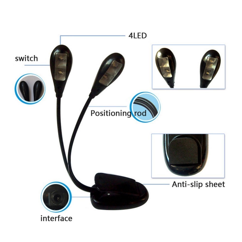 Double Pole LED Reading Light 4 LEDs Adjustable Go... – Grandado