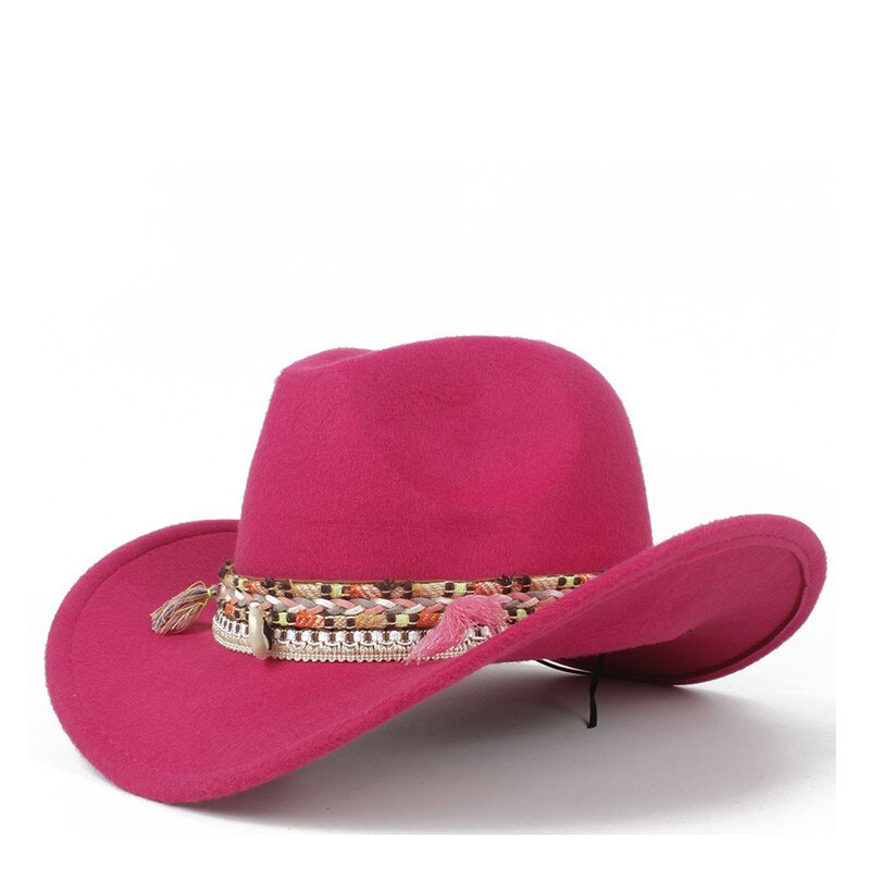 Women Wool Hollow Western Cowboy Hat Lady Jazz Out... – Grandado