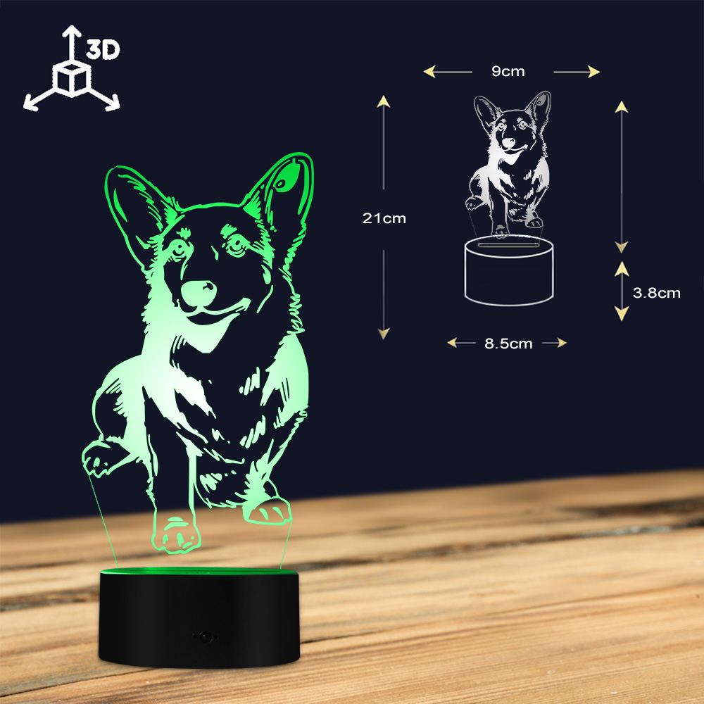 Cardigan Welsh Corgi Dog 3D Optical illusion Night... – Vicedeal