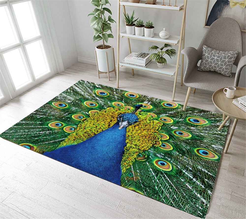 LB Groene Anti-slip Gebied Tapijt Blauwe Pauw Voor... – Grandado