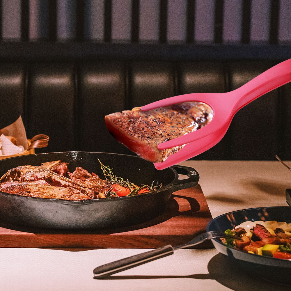 2 in 1 nylon greb flip tang æg spatel tang bøf spa... – Grandado