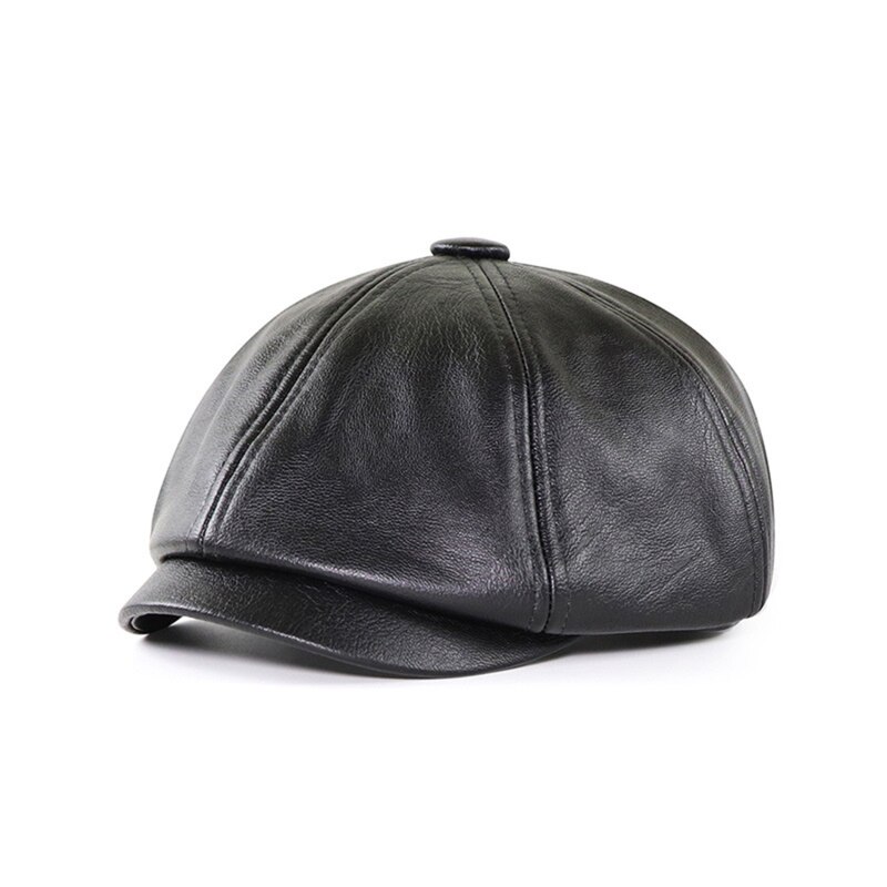 PU Newsboy Caps Men Faux Leather Octagonal Hat Mal... – Vicedeal
