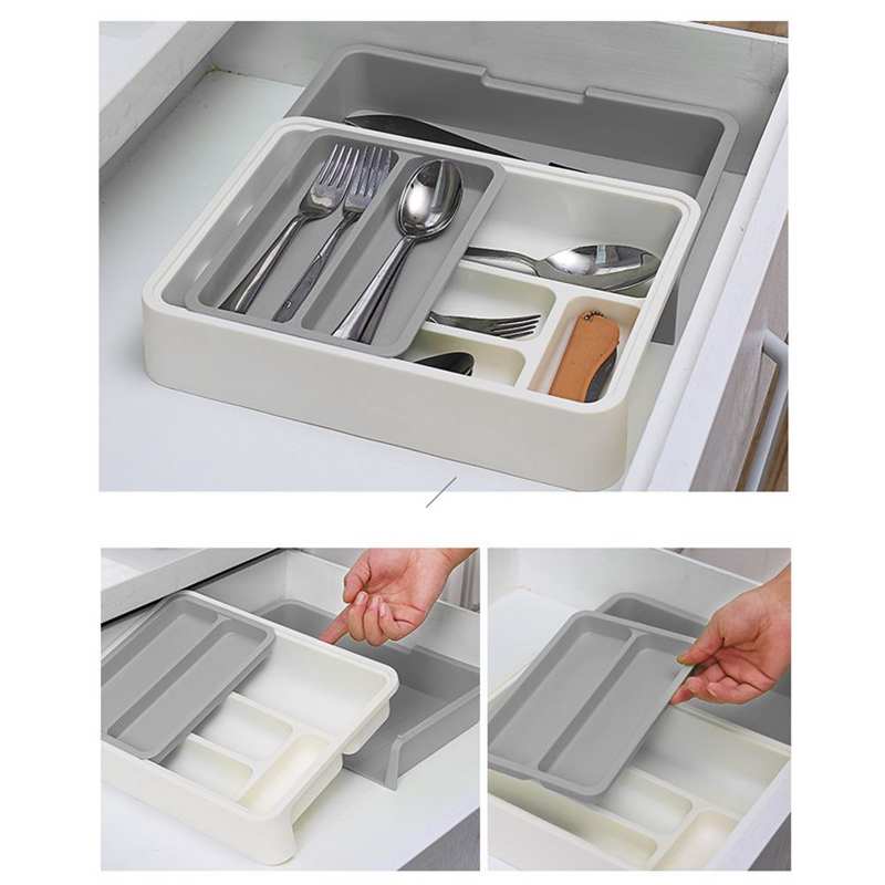 Expandable Adjustable Cutlery Storage Tray Compart... – Grandado
