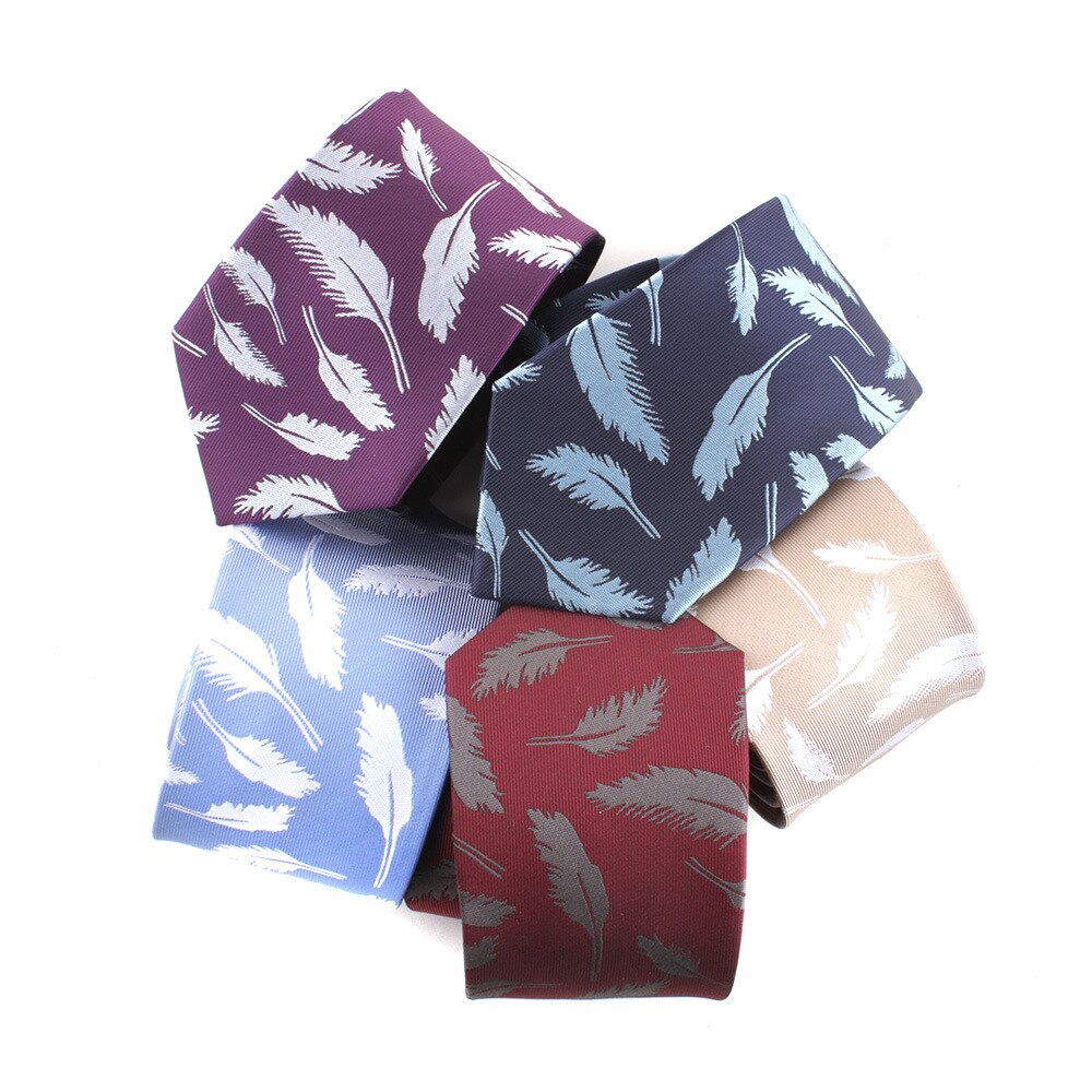 7cm Men's Necktie Polyester Feathers Floral Jacqua... – Grandado